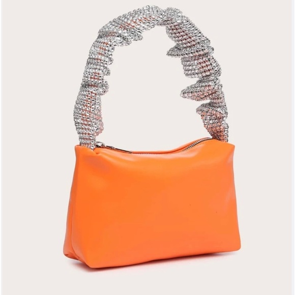 Bags | Orange Ruched Detail Hobo Bag | Poshmark